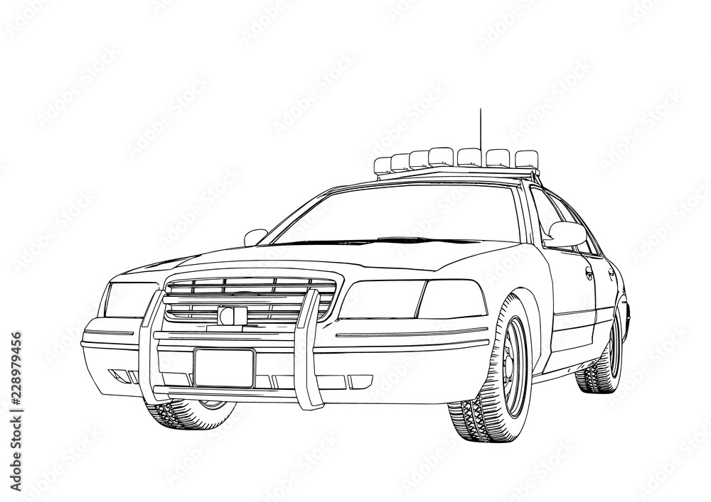 police car sketch vector Stock Vector | Adobe Stock