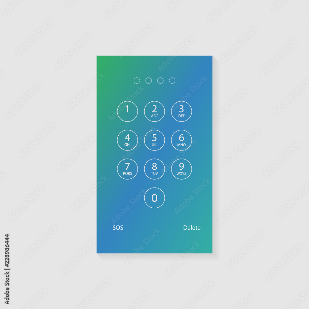 Screen lock password background template. Vector smartphone ID recognition screenlock password ...