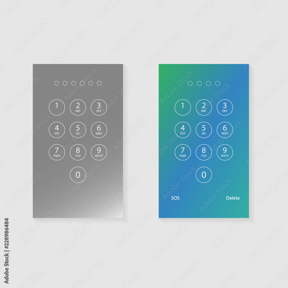 Screen lock password background template. Vector smartphone ID ...