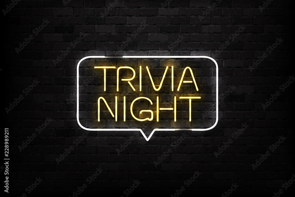 Vector realistic isolated neon sign of Trivia Night logo for decoration ...