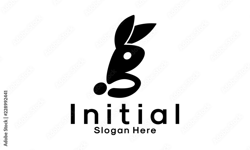 Rabbit Letter B Logo Template Design Vector Stock Vector | Adobe Stock