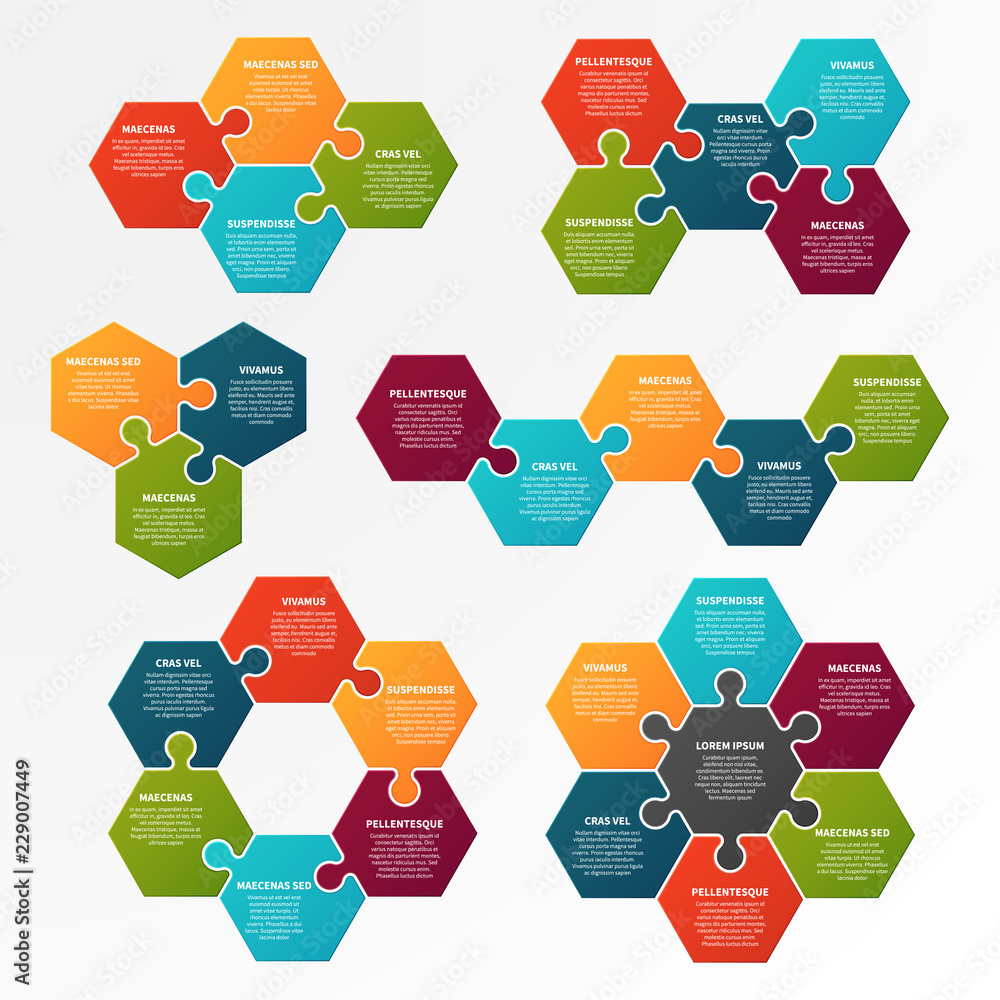 Puzzle infographic. Optional process, workflow infocharts with puzzles ...