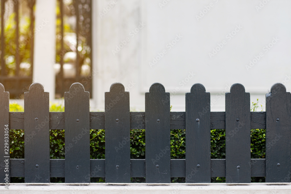 Short wooden garden fence Stock Photo | Adobe Stock
