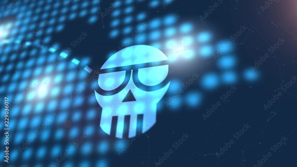 scam cryptocurrency icon animation blue digital world map technology ...