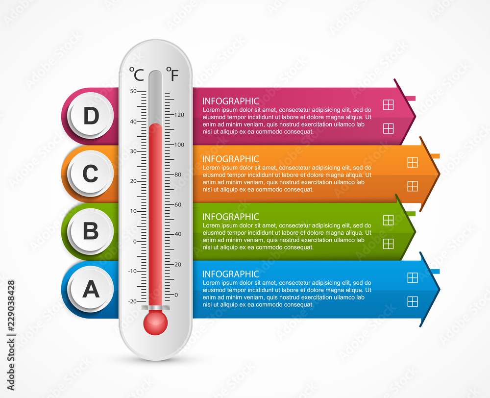 Infographics thermometer design template. Vector illustration. Stock ...