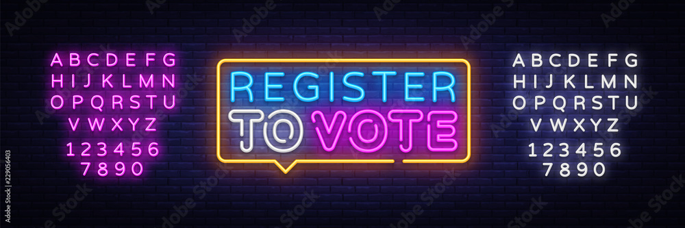 Register to vote neon sign vector. Election Design template neon sign ...