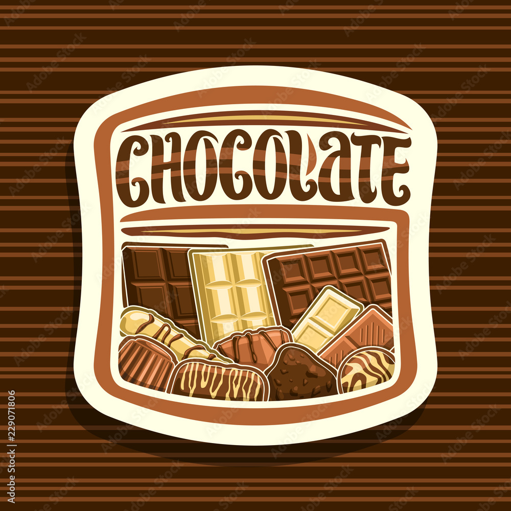 Vector logo for Chocolate, dark retro sign with choice of assorted kind ...