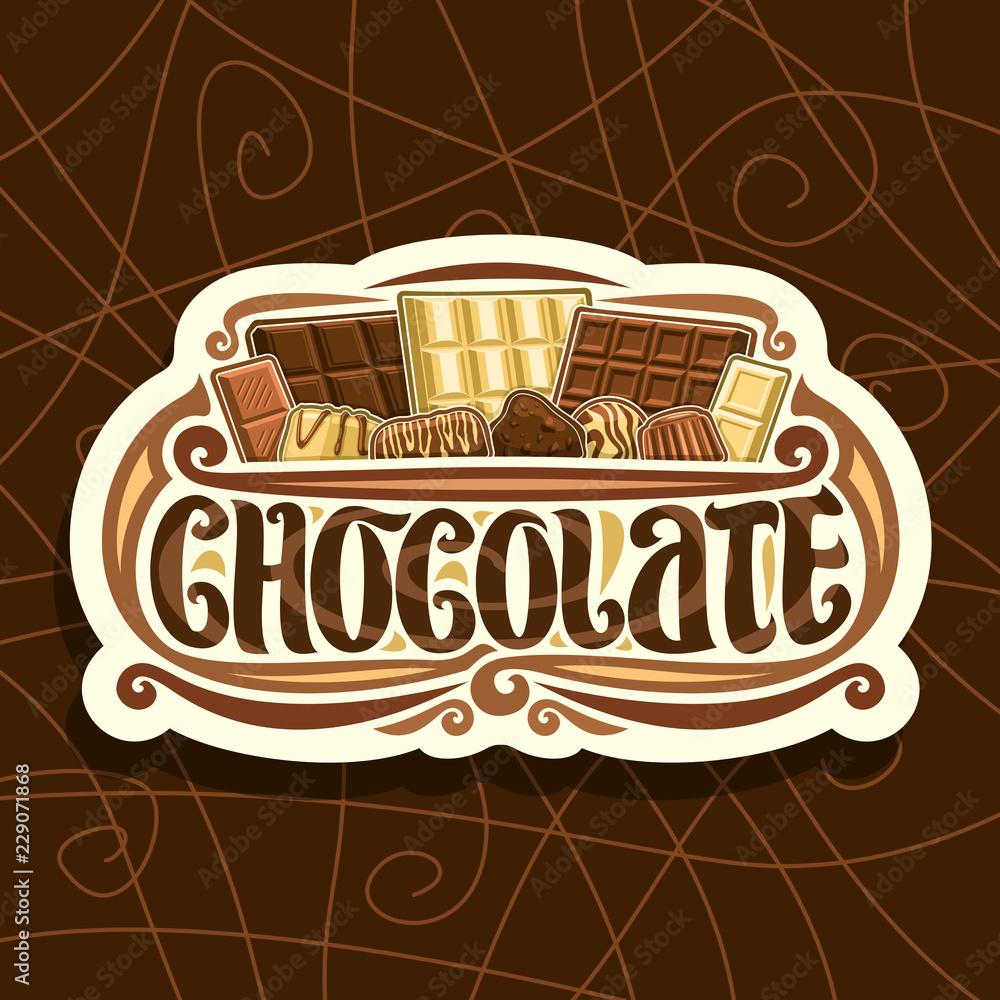 Vector logo for Chocolate, white retro sign with choice of different ...
