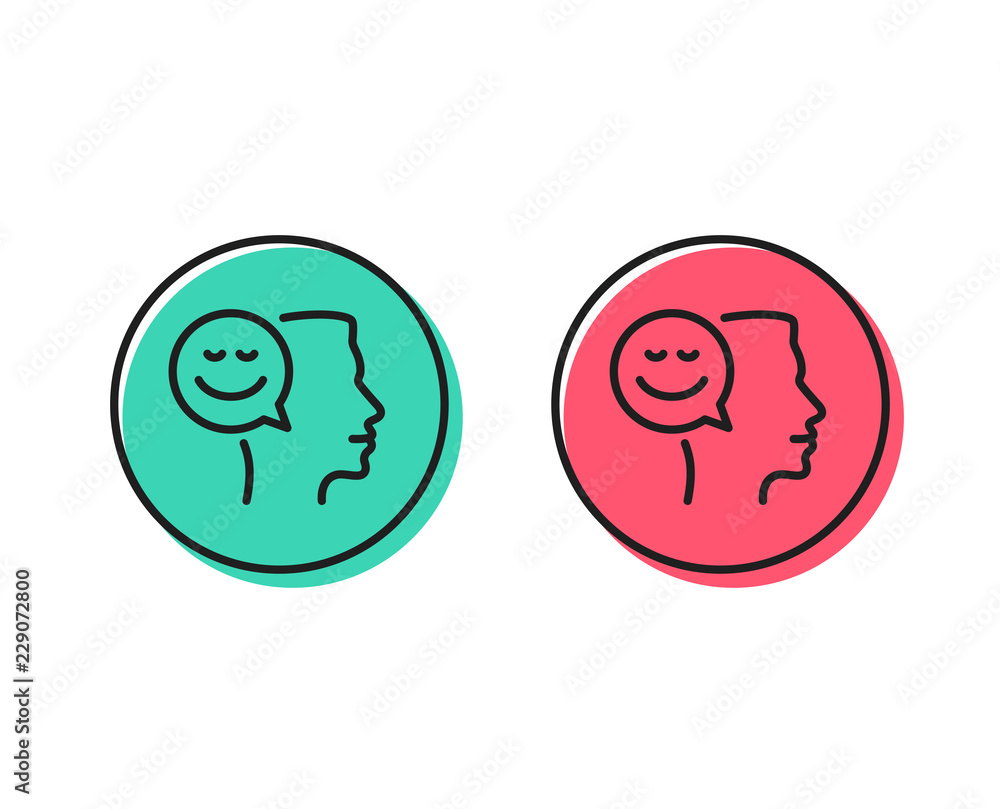Positive thinking line icon. Human communication symbol. Smile chat ...
