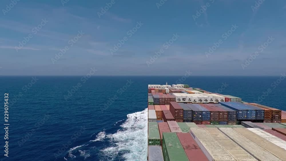 Onboard of huge Container ship during underway, left view Stock Video ...
