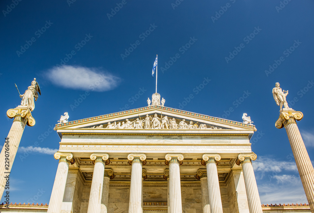 Poster symmetry ancient palace facade from below foreshortening, Rome ...