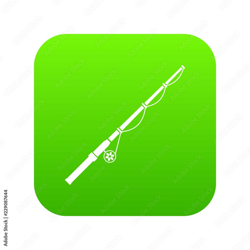 Rod and reel icon digital green for any design isolated on white vector ...