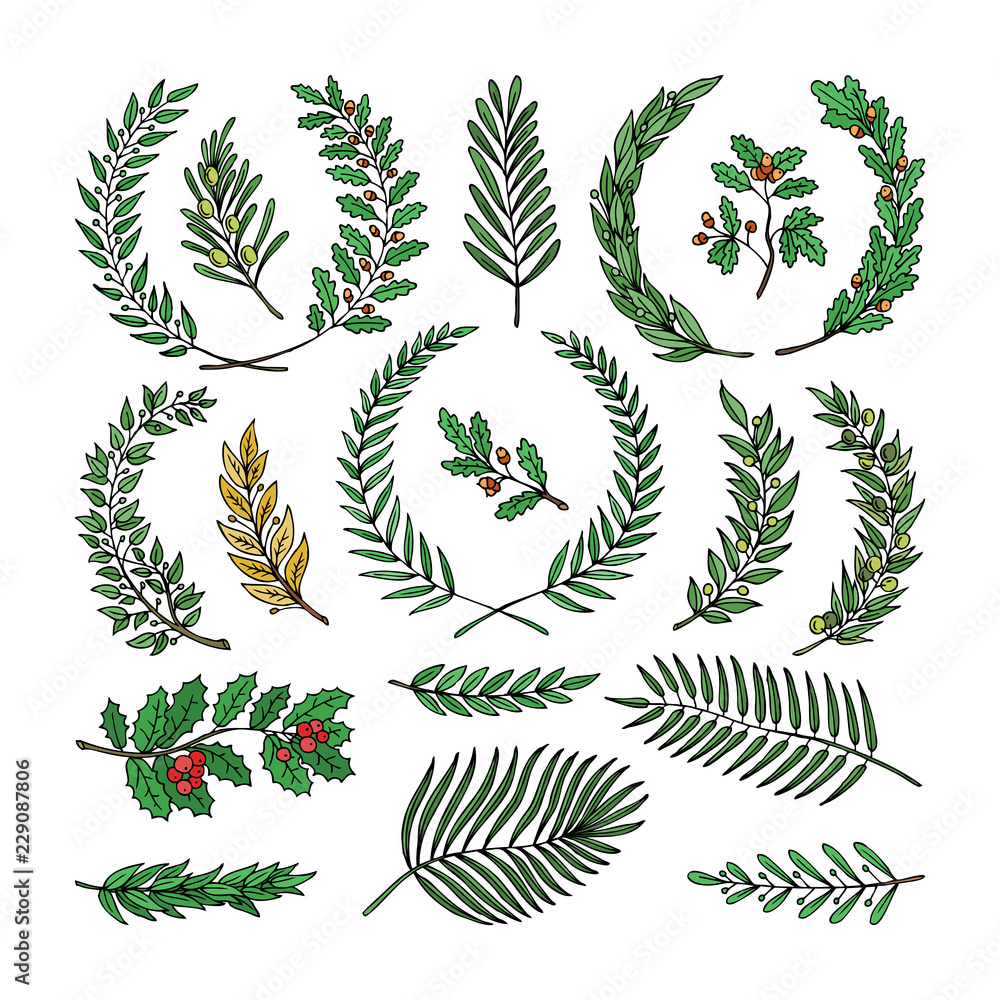 Wreath vector tree branch herald wreathed decoration with wreathen ...