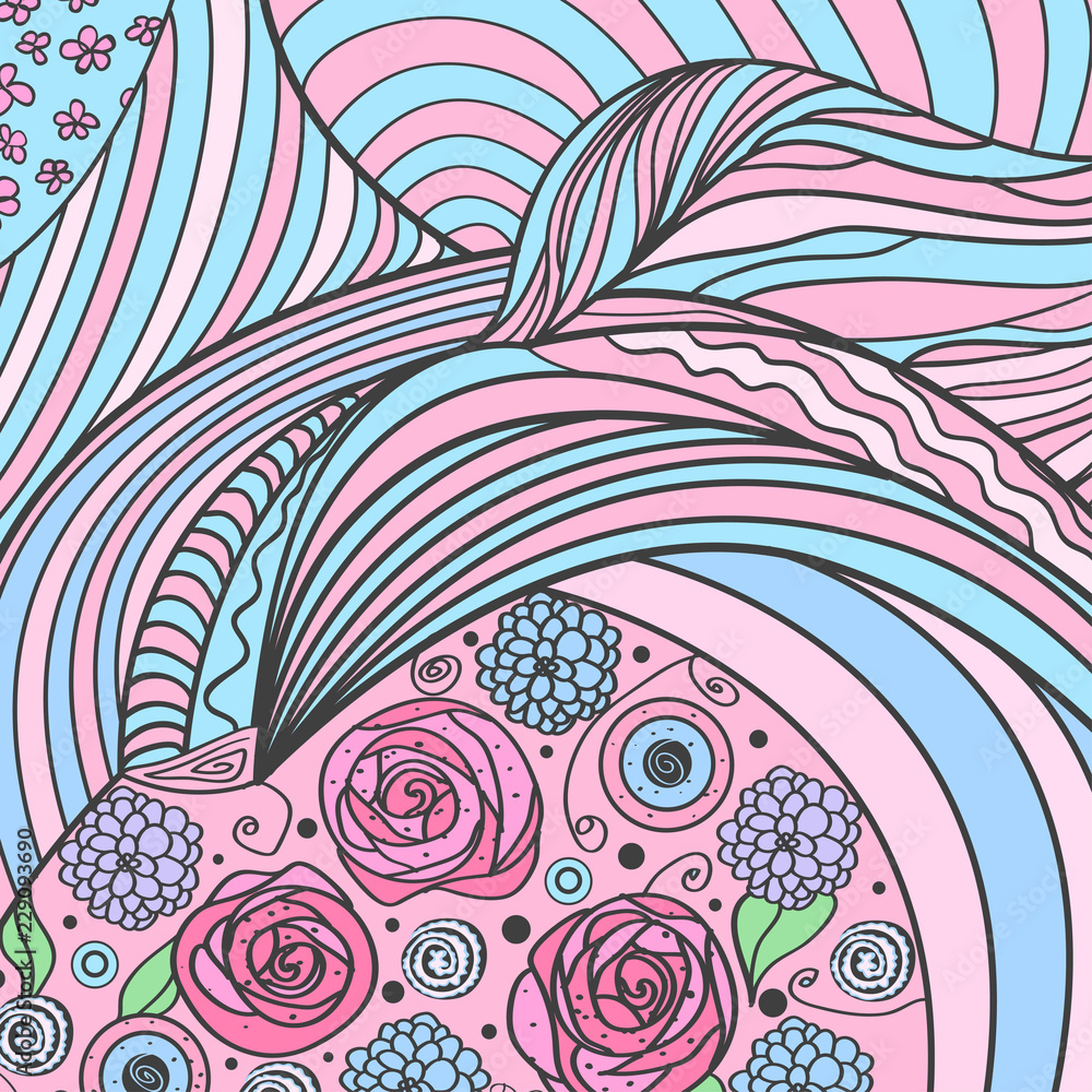 Square colored pattern. Zentangle. Hand drawn mandala on isolated ...