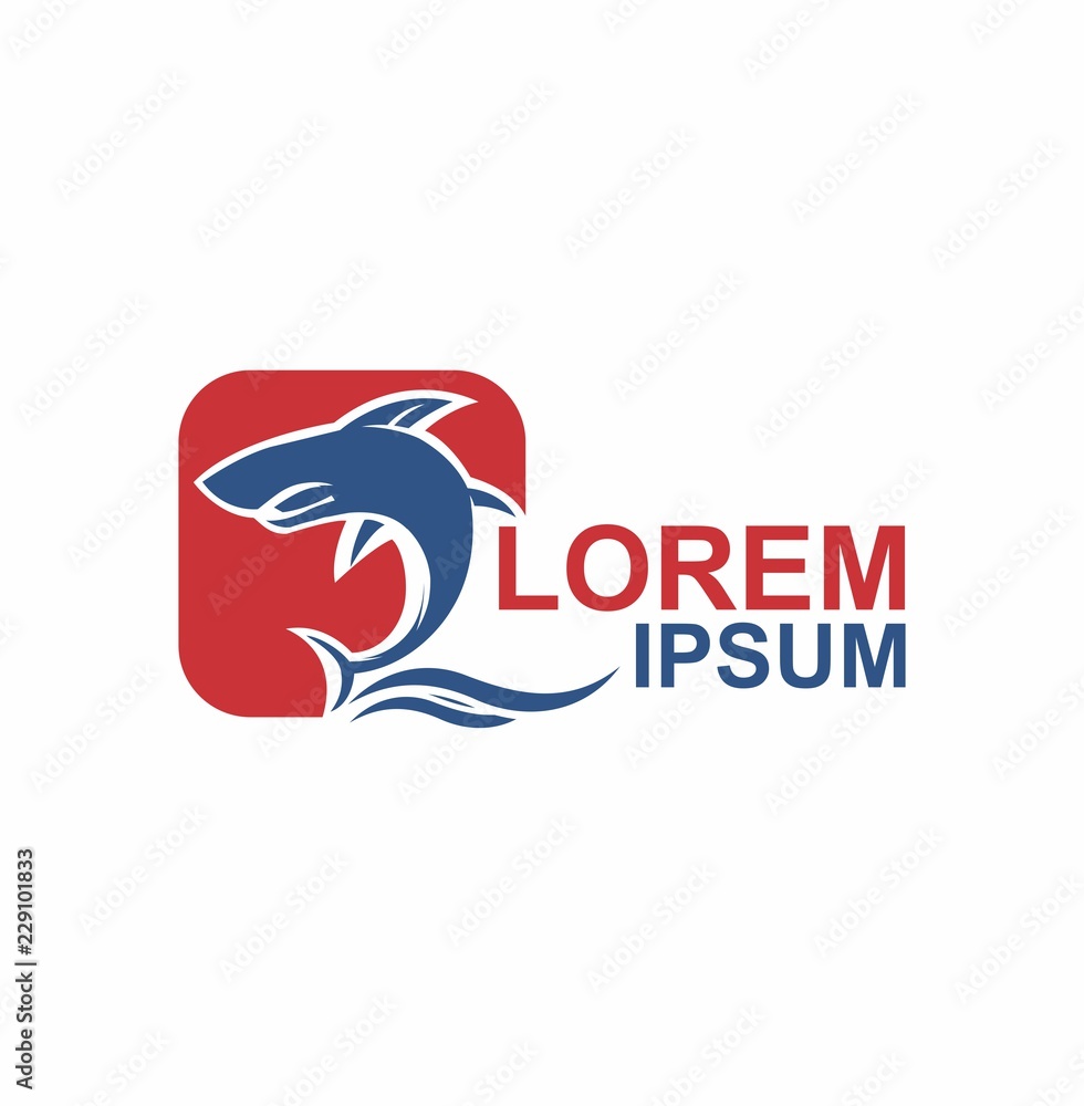 shark fish logo Stock Vector | Adobe Stock