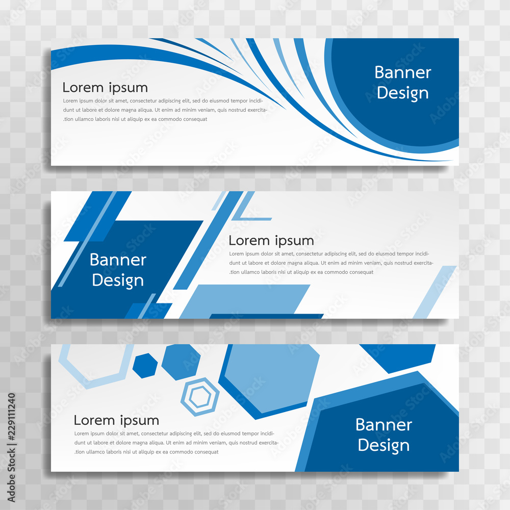 A set of blue banner templates designed for the web and various ...