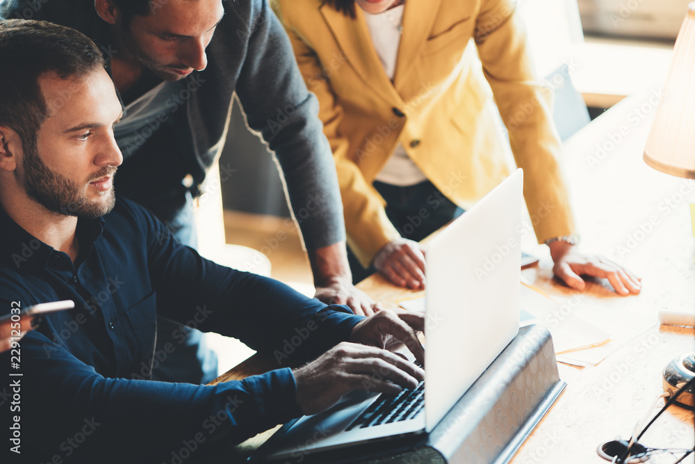 Startup and millenial business concept. Project team working together ...