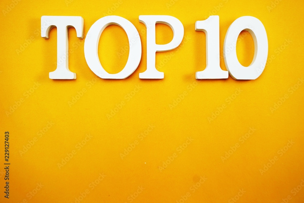 top ten letters alphabet with space copy on yellow background Stock ...