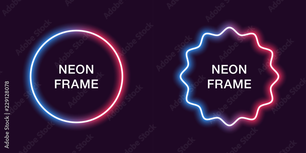 Neon frame in circle shape. Vector template Stock Vector | Adobe Stock
