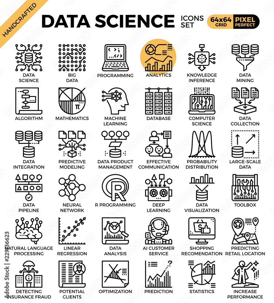 Data Science Icons Stock Vector | Adobe Stock