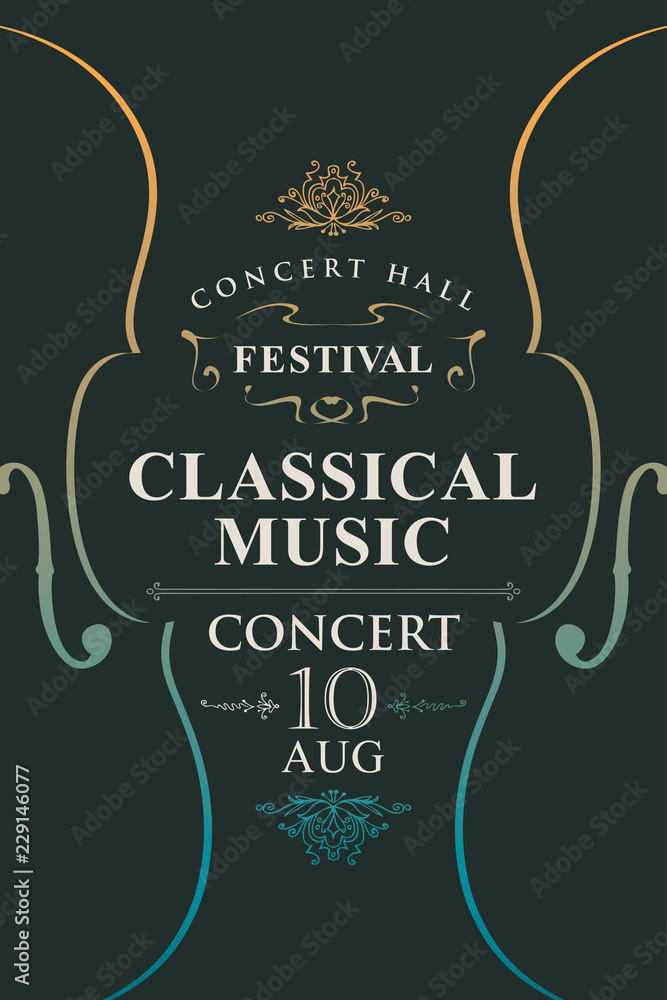 Vector poster for a concert or festival of classical music in vintage ...