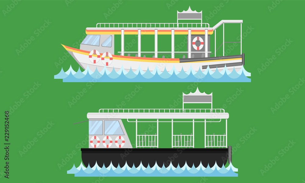 Express boat ship boat vesselcraft barge ark river water Lifebuoy barge ...