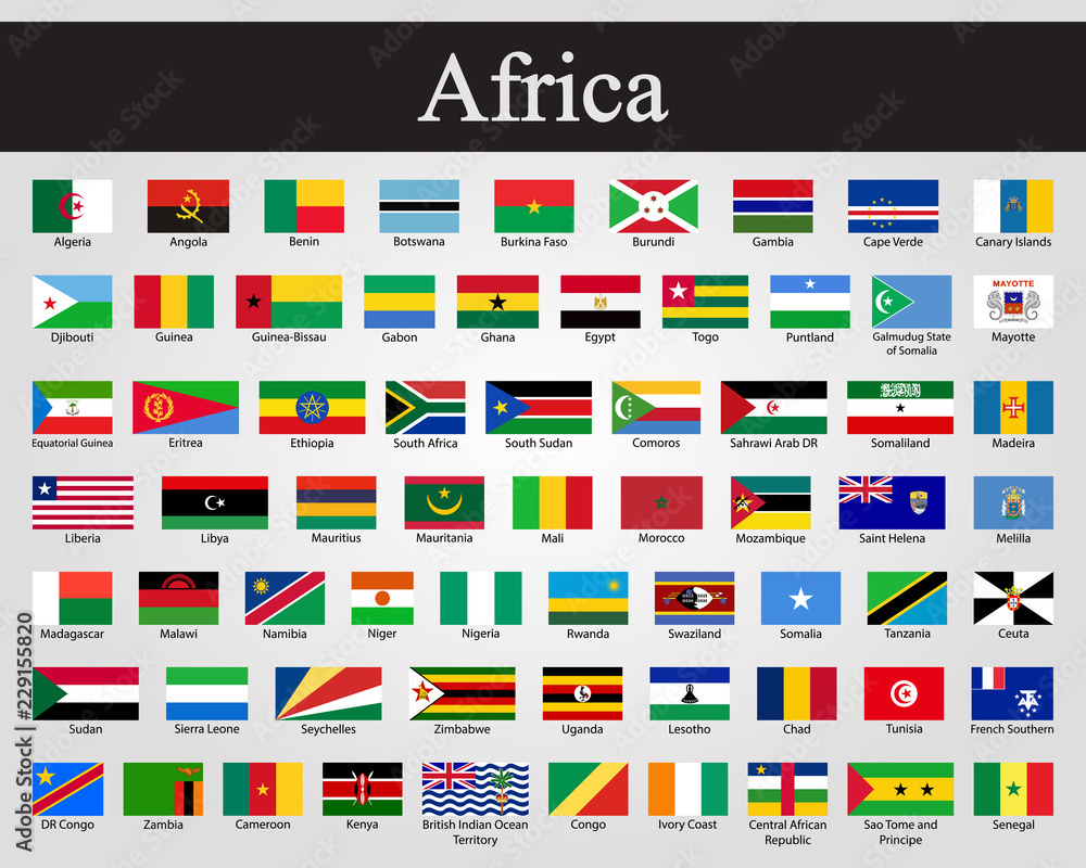 All flags of Africa. Vector illustration. World flags Stock Vector ...