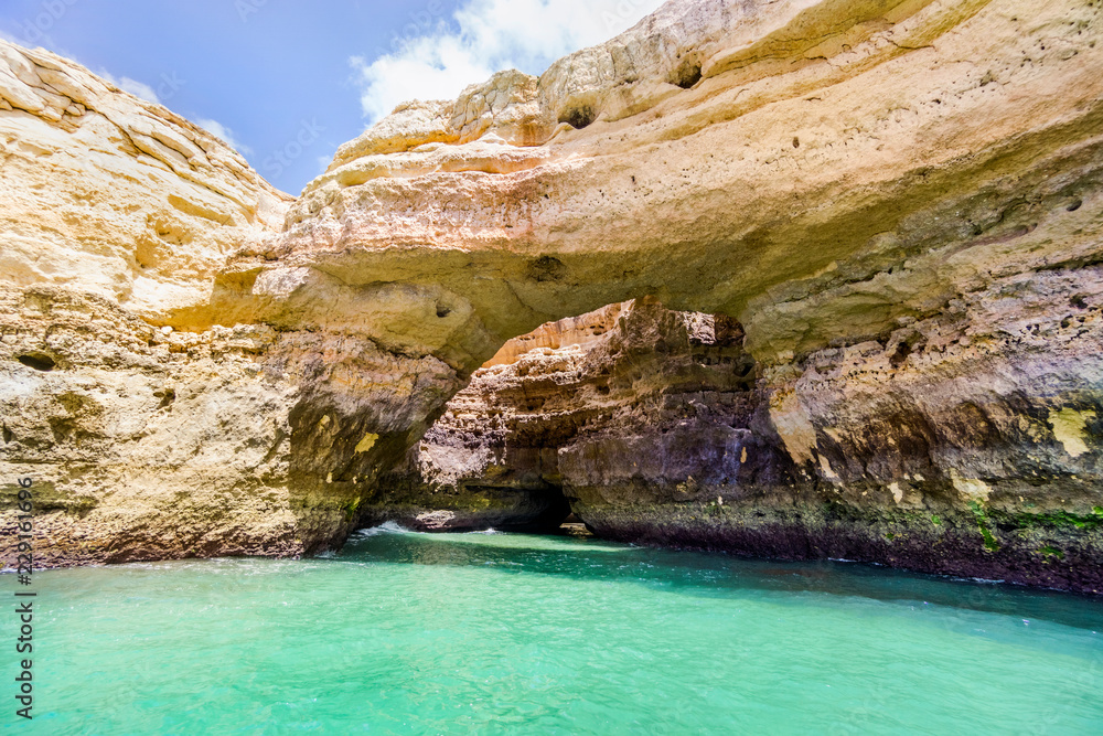 Amazing rock formation on Atlantic coast in Algarve, Portugal Stock ...