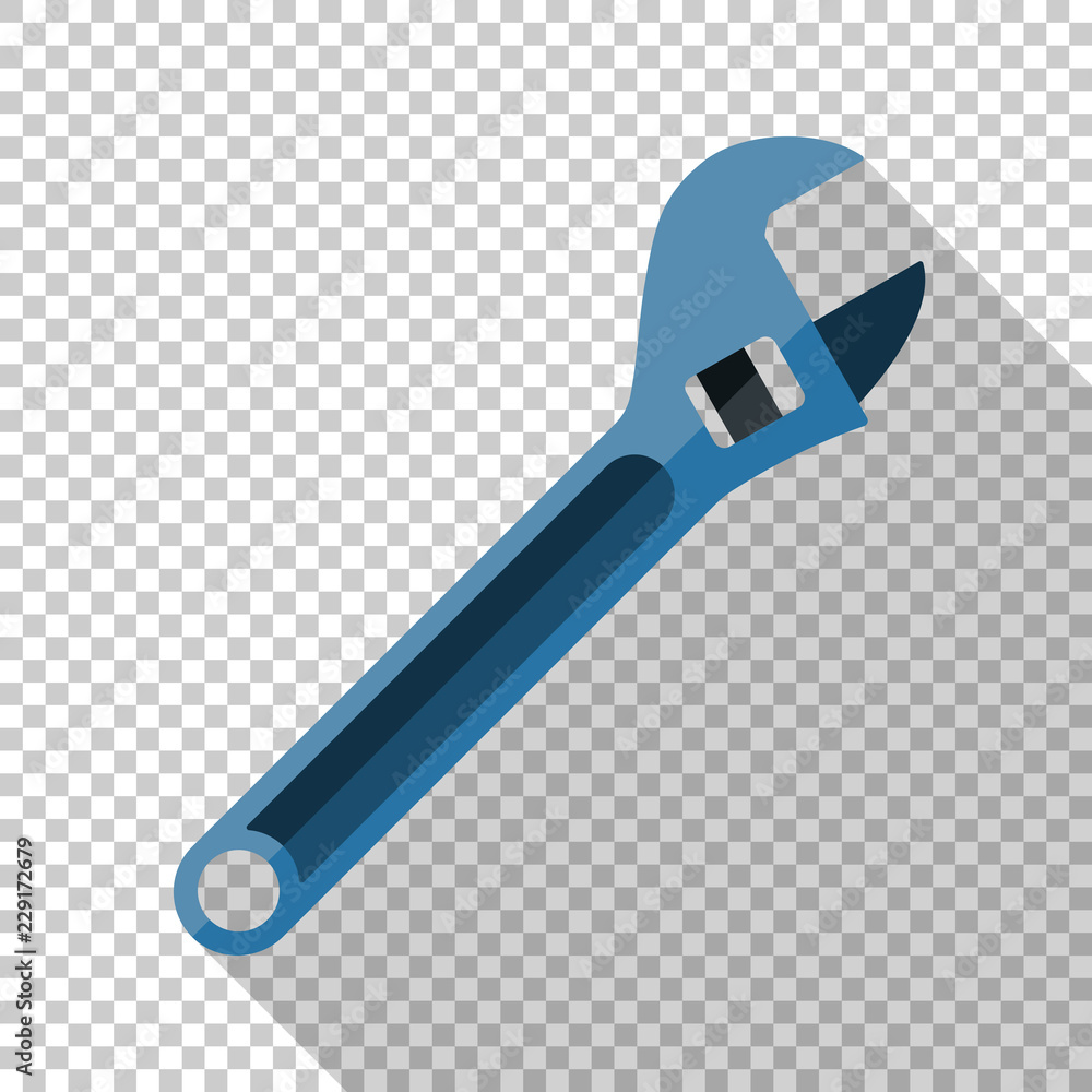 Adjustable wrench icon in flat style on transparent background Stock ...