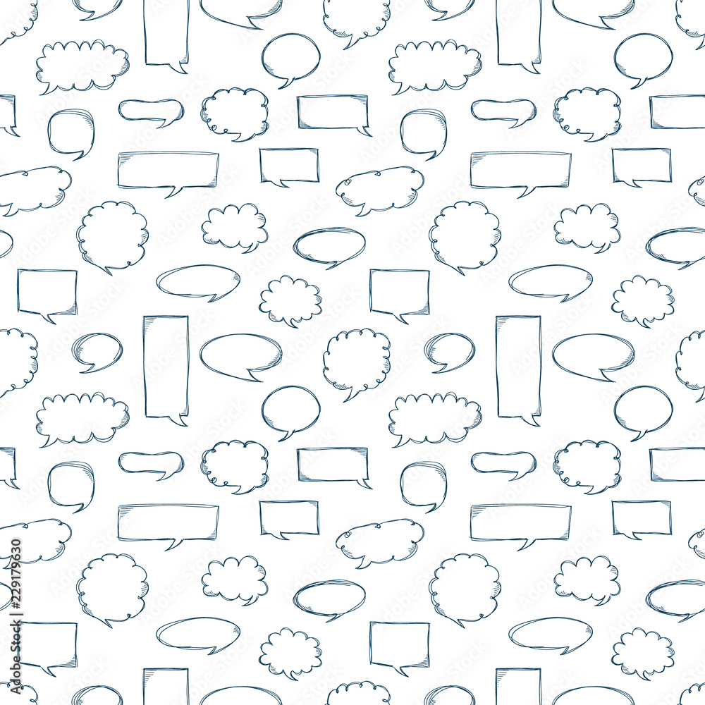 Speech bubbles pattern. Message frames. Doodles background. Scribble ...