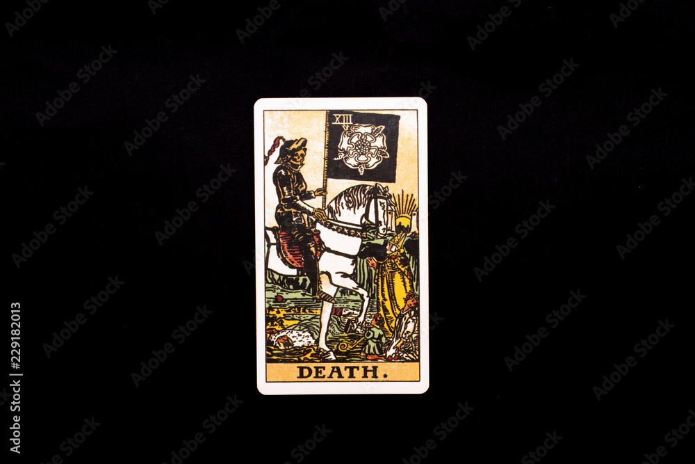 An individual major arcana tarot card isolated on black background ...