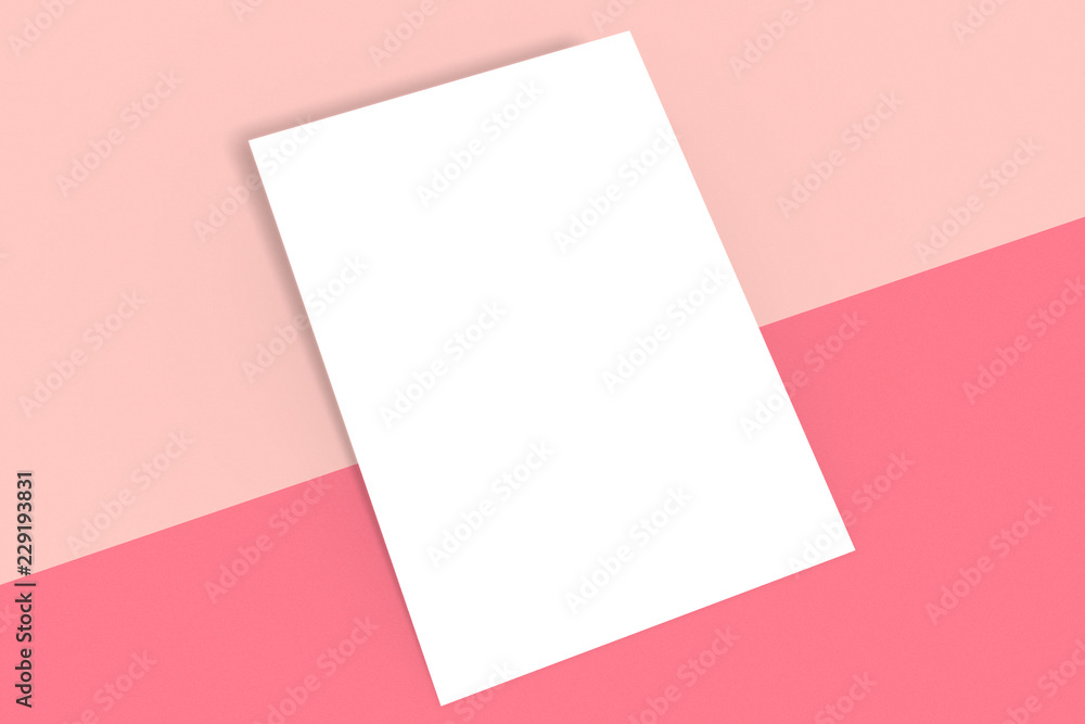 Blank A4 paper template on two color paper with red and pink of ...