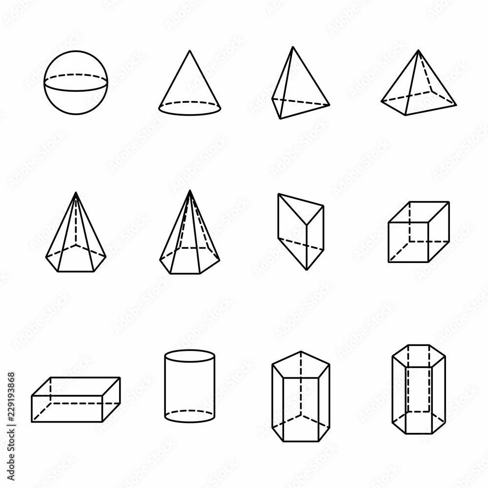 Geometric solids set Stock Vector | Adobe Stock