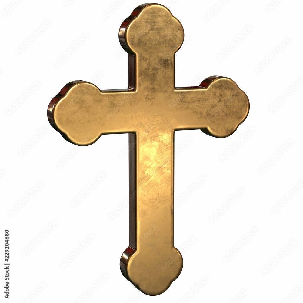 3D render of gold cross Stock Photo | Adobe Stock