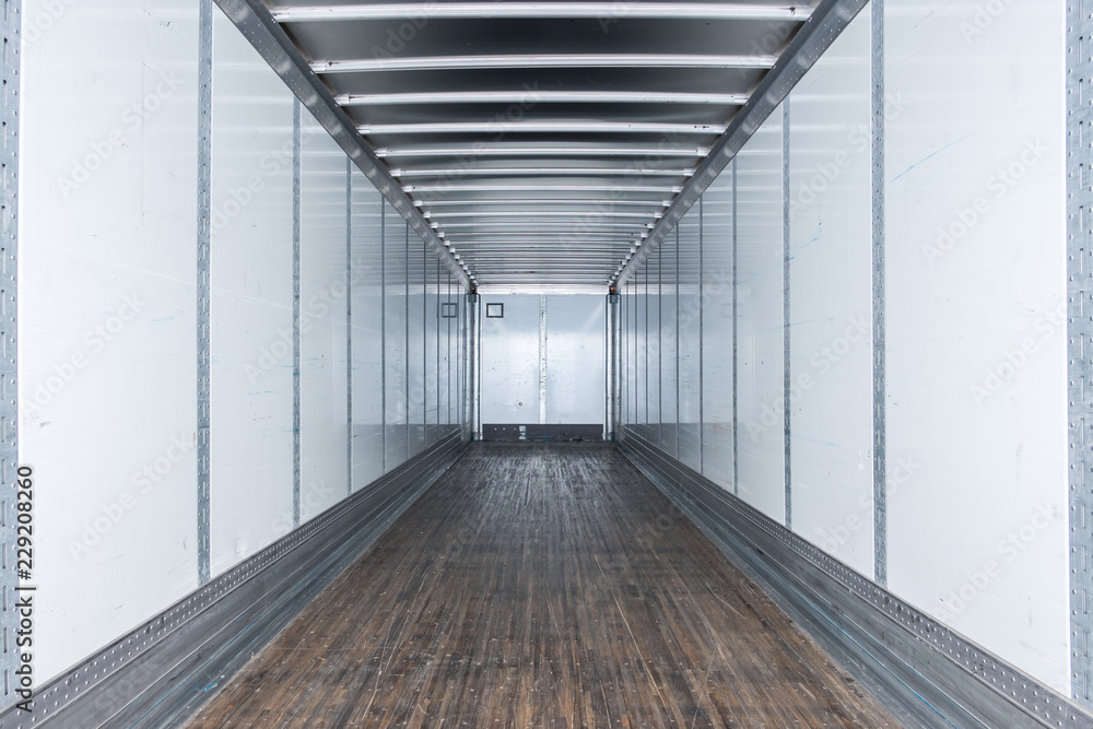 Interior view of empty semi truck dry van commercial trailer Stock ...