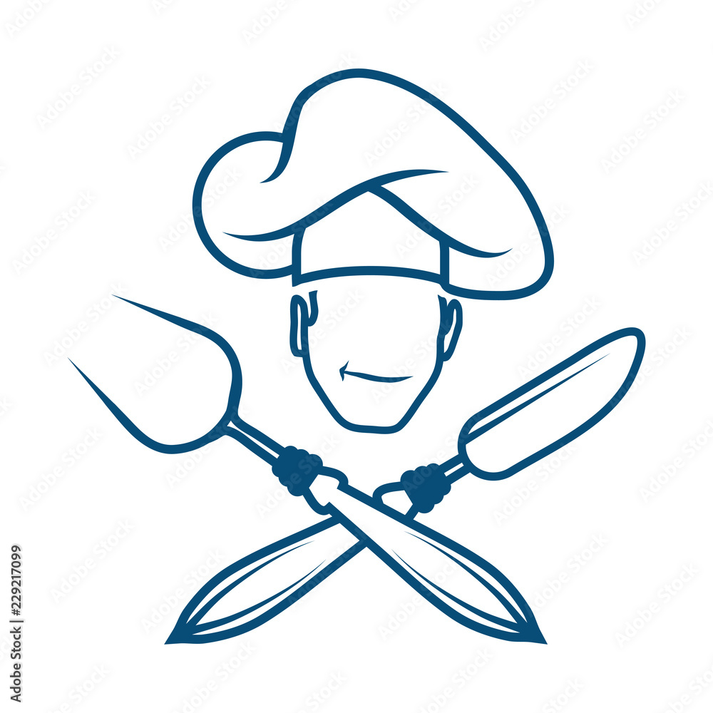 chef logo, cook emblem, chef in a cooking hat, cooking logo, vector ...