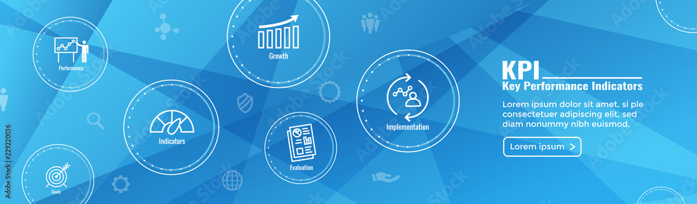 KPI - Key Performance Indicators Web Header Banner and Icon set Stock ...