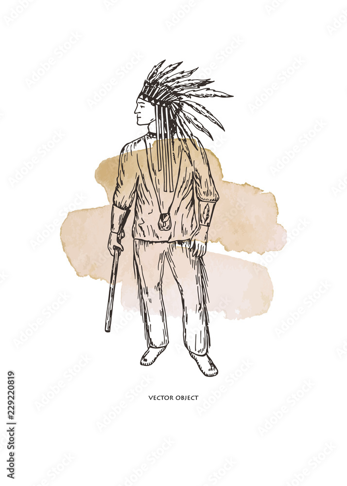 Native American Indian Man Drawing