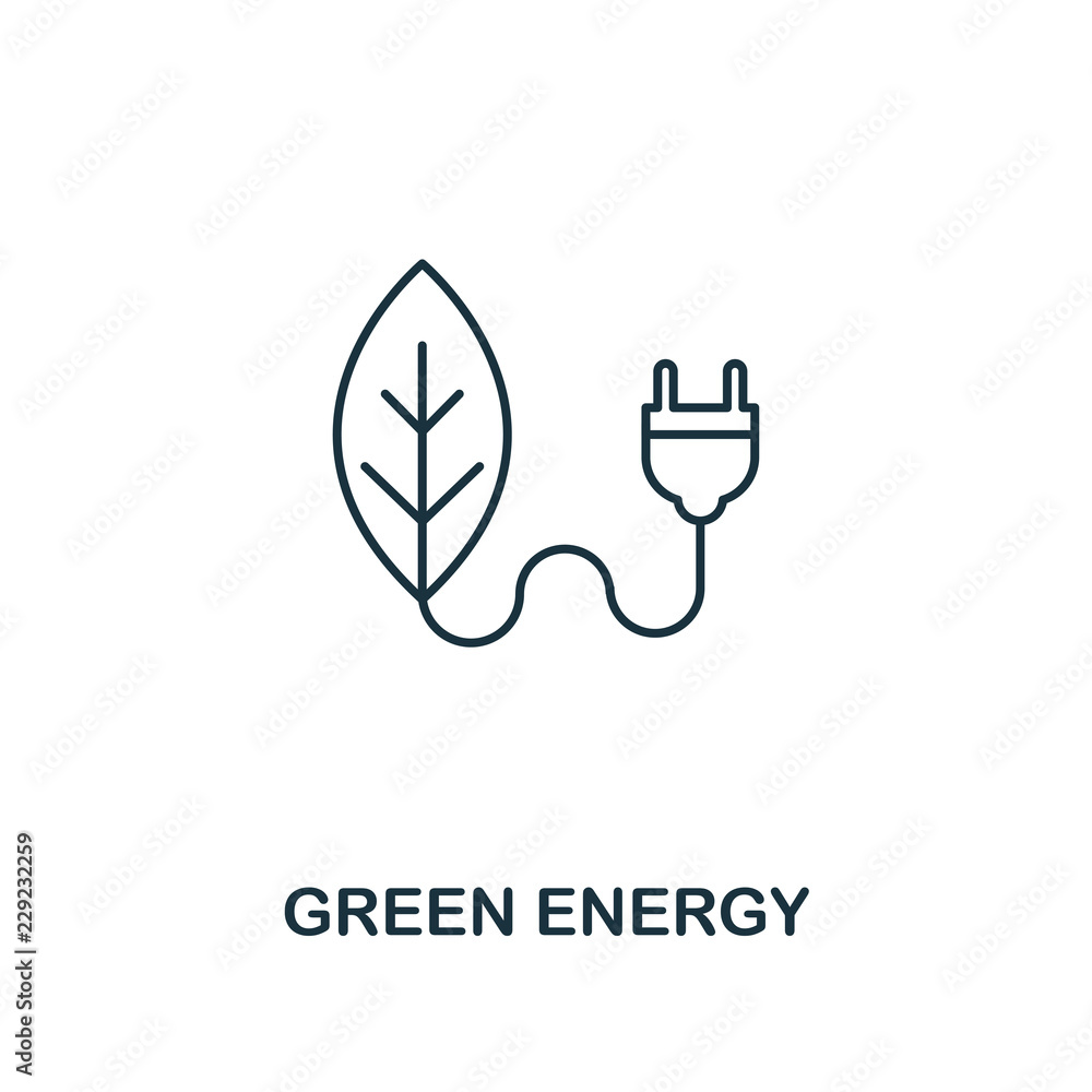 Green Energy Icon Outline Style Premium Pictogram Design From Power