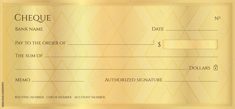 Cheque, Check, Chequebook template. Guilloche pattern with abstract ...