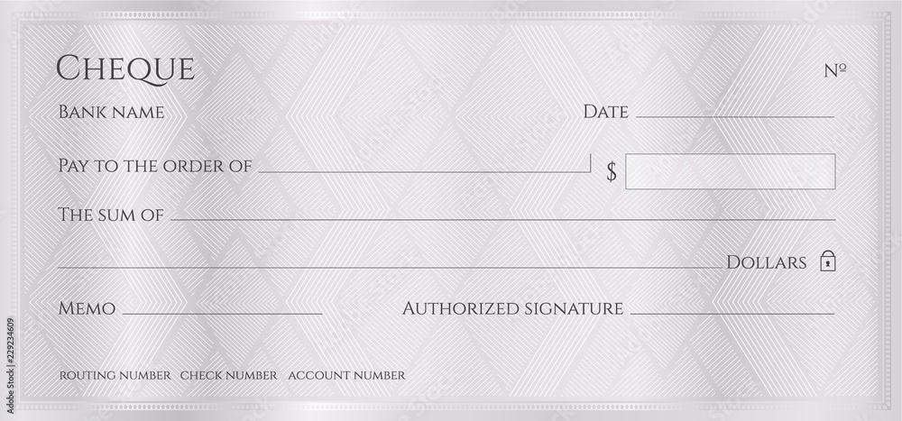 Cheque, Check, Chequebook template. Guilloche pattern with abstract ...