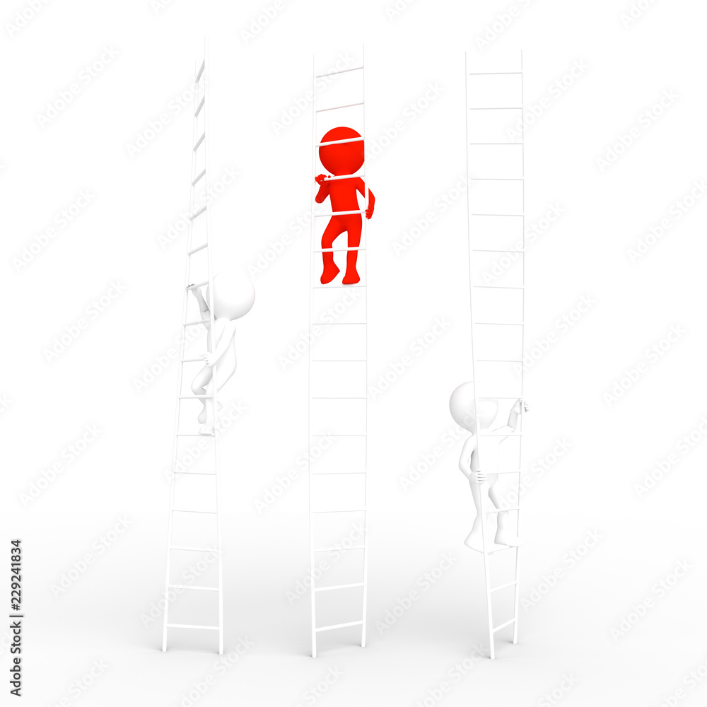Stick Figure people climbing ladders Stock Illustration | Adobe Stock
