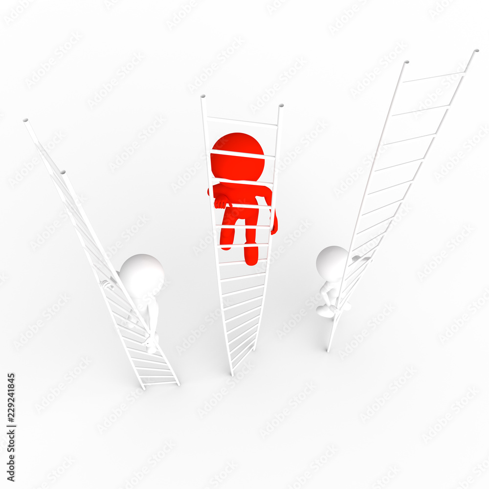 Stick Figure people climbing ladders Stock Illustration | Adobe Stock