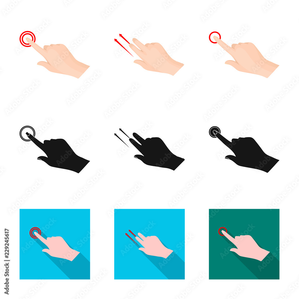 Vector design of touchscreen and hand icon. Set of touchscreen and ...