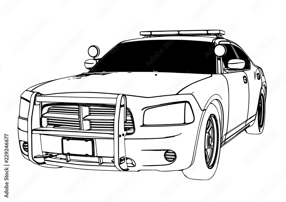 police car sketch vector Stock Vector | Adobe Stock