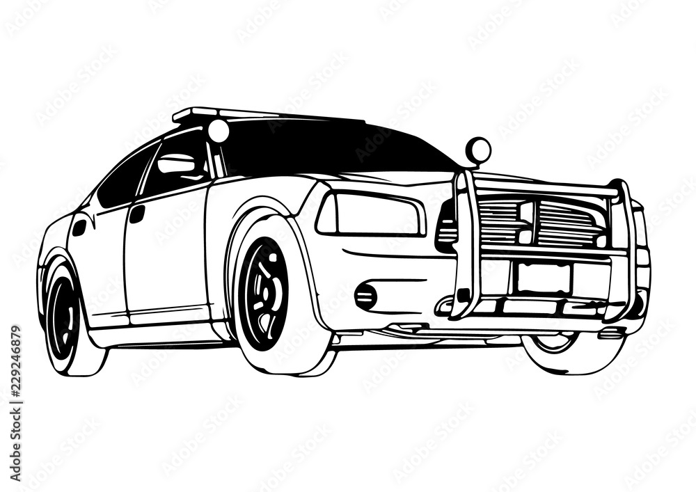 police car sketch vector Stock Vector | Adobe Stock