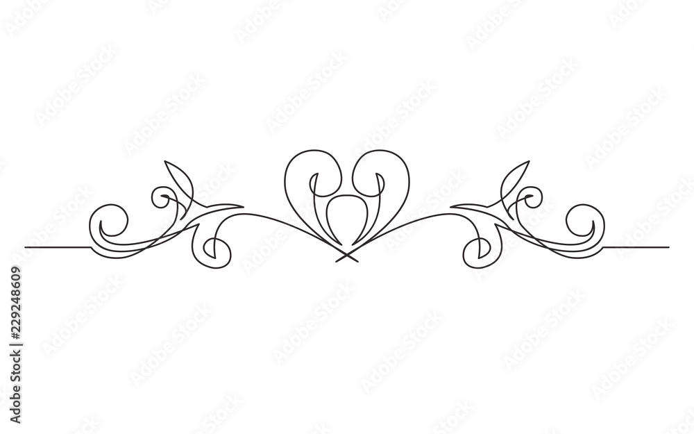 continuous line drawing of symmetrical vignette banner design Stock ...
