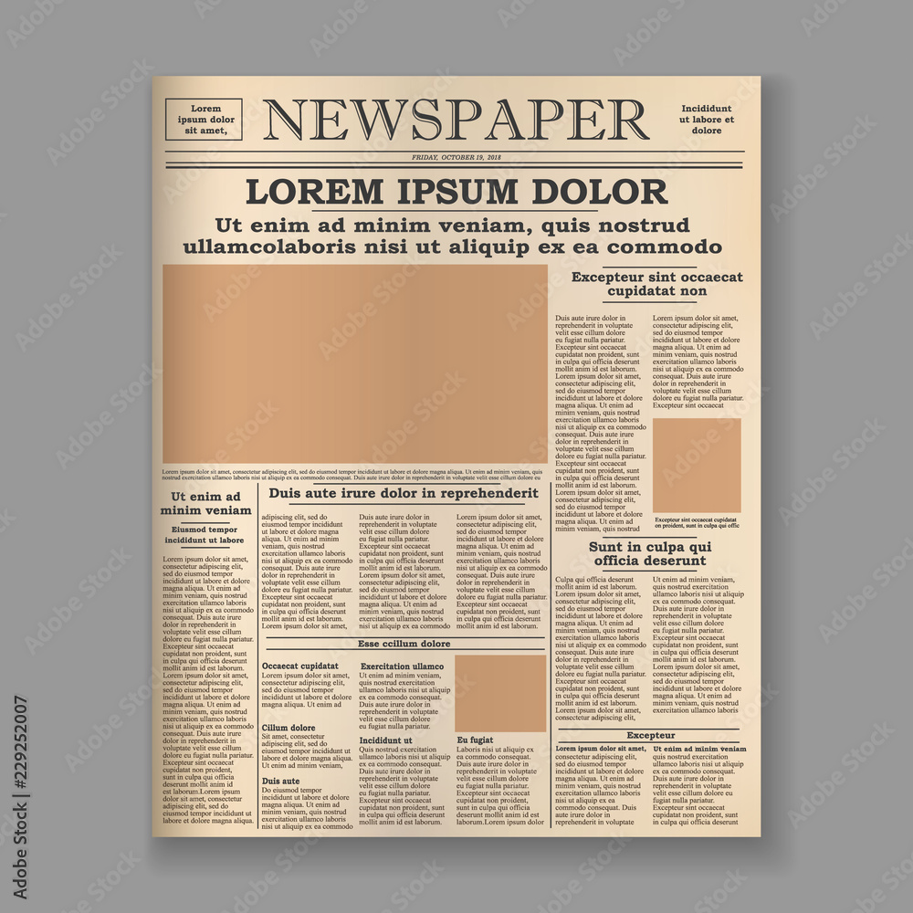 old newspaper front page Stock Vector | Adobe Stock