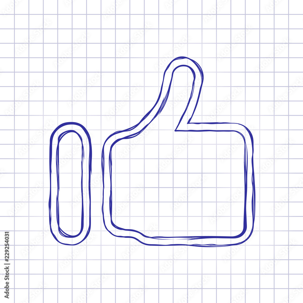 Simple like icon. Social symbol. Hand drawn picture on paper sheet ...