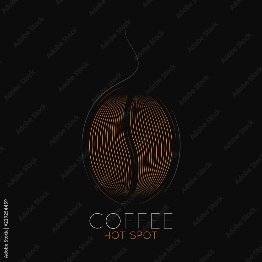Coffee beans logo. Coffeehouse or cafe label on black background Stock ...